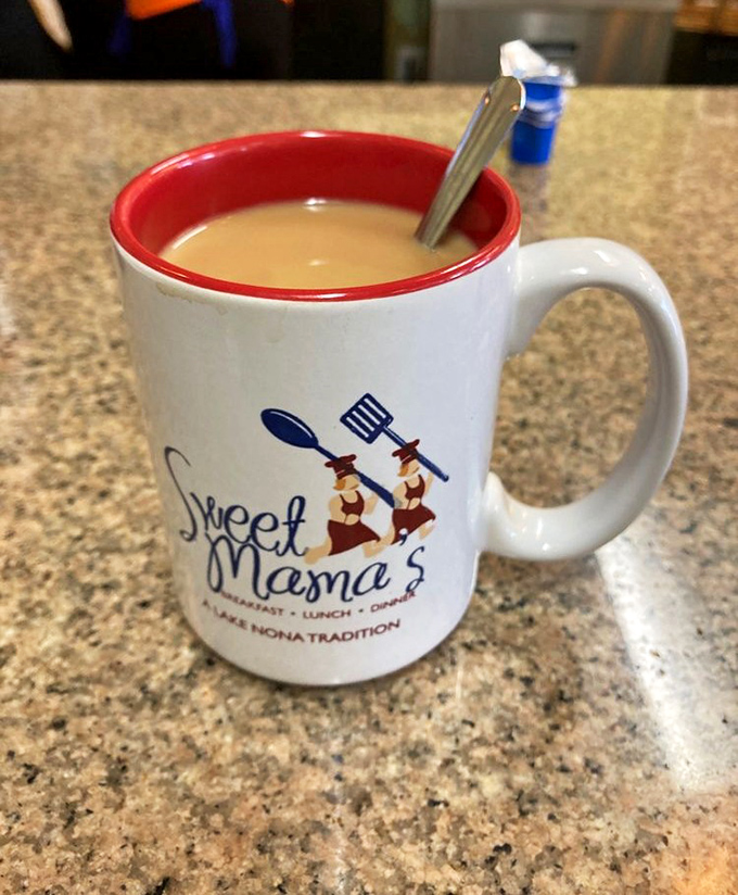 The coffee comes in mugs big enough to swim in—perfect for the marathon of deliciousness that awaits you.