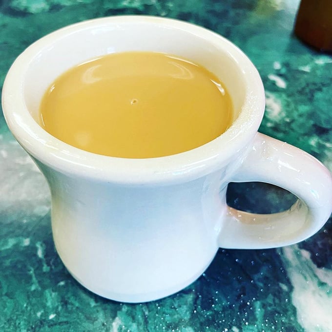 That classic diner coffee – not fancy, not pretentious, just honest-to-goodness caffeine in a sturdy mug that feels right in your hand.