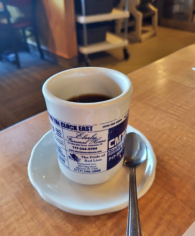 The humble coffee mug—keeper of dreams, starter of days, and at Round the Clock, never allowed to reach emptiness.