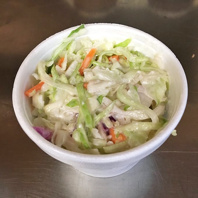 Coleslaw that knows its purpose in life—to provide that perfect crisp, tangy counterpoint to smoky meat. A supporting actor worthy of an Oscar.