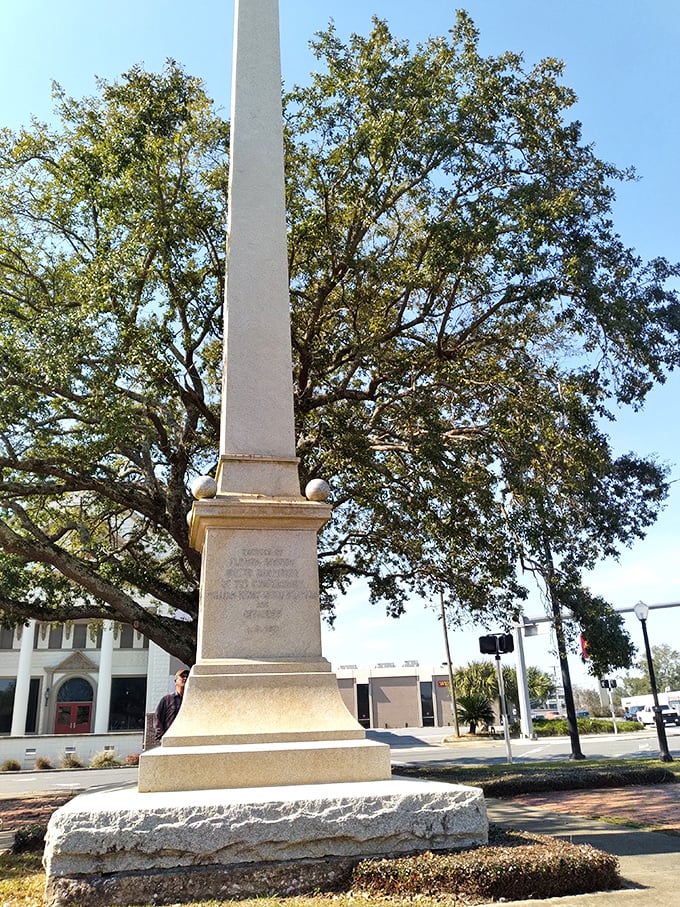 Downtown's historic monuments serve as anchors to the past amid the gentle bustle of modern small-town life.