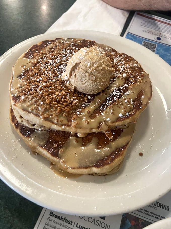 These cinnamon-dusted pancakes with a scoop of butter aren't just breakfast – they're an edible hug that says "today's gonna be alright."