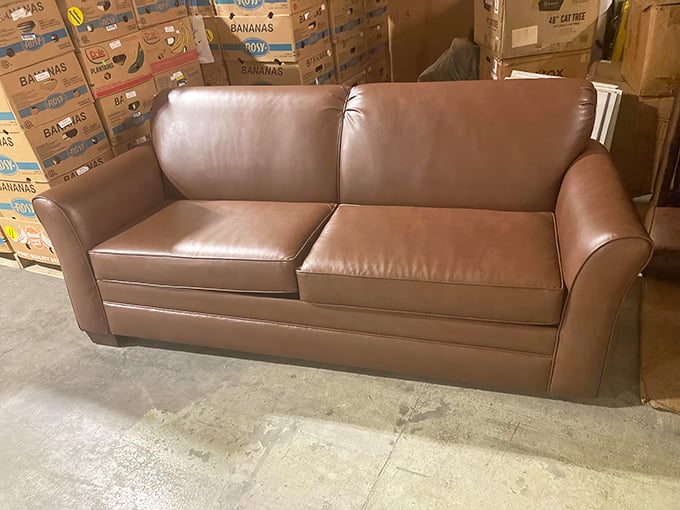 This barely-used leather couch proves that one person's "no longer needed" can become another's "exactly what I was looking for."
