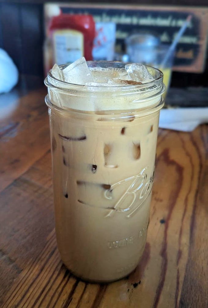 Coffee gets the Texas treatment in this mason jar of creamy, ice-cold satisfaction—proof that even beverages are bigger and better in the Lone Star State.