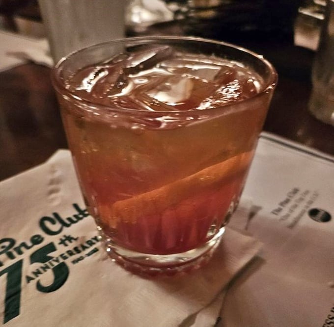 An Old Fashioned at The Pine Club isn't just a drink – it's a liquid handshake welcoming you to a place where cocktails are taken seriously.