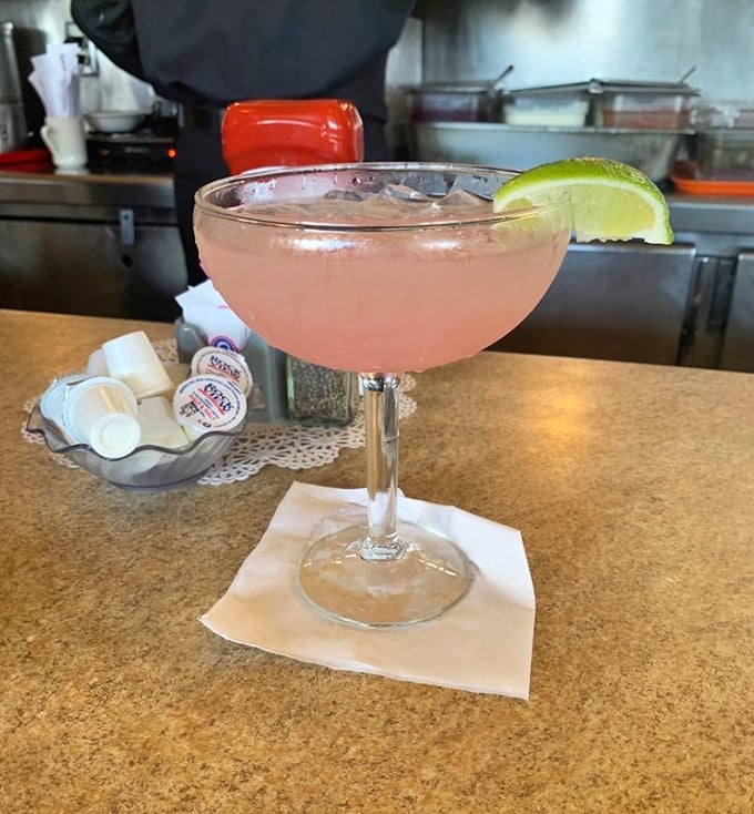 Even the cocktails at Tallyrand come with a side of nostalgia—this pink concoction isn't trying to be trendy, it's just trying to make your afternoon better.