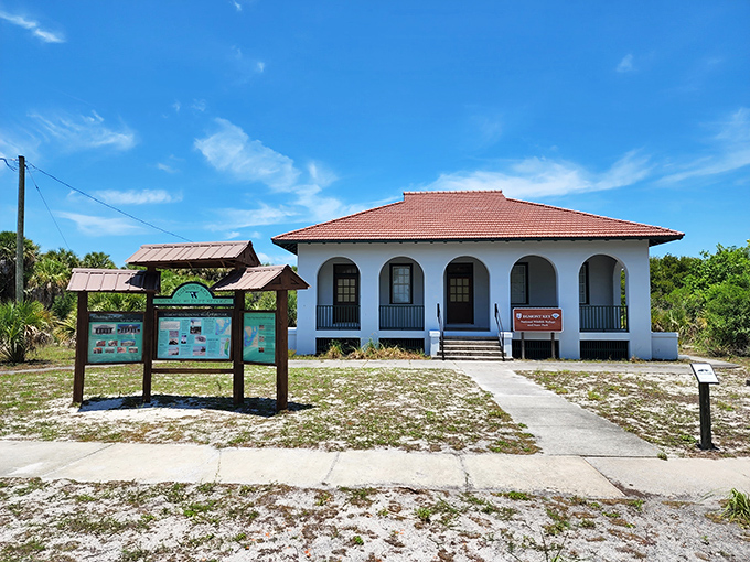 The island's guardhouse stands as a reminder of simpler architectural times, when buildings were built to withstand hurricanes without sacrificing Mediterranean charm.