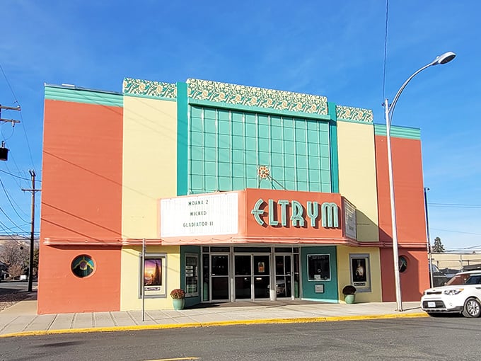 The Eltrym Theater's Art Deco façade promises movie magic at prices that won't force you to skip the popcorn.