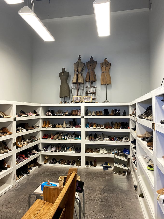 The shoe room feels like Carrie Bradshaw's closet after a reality check—designer styles without the designer price tags.