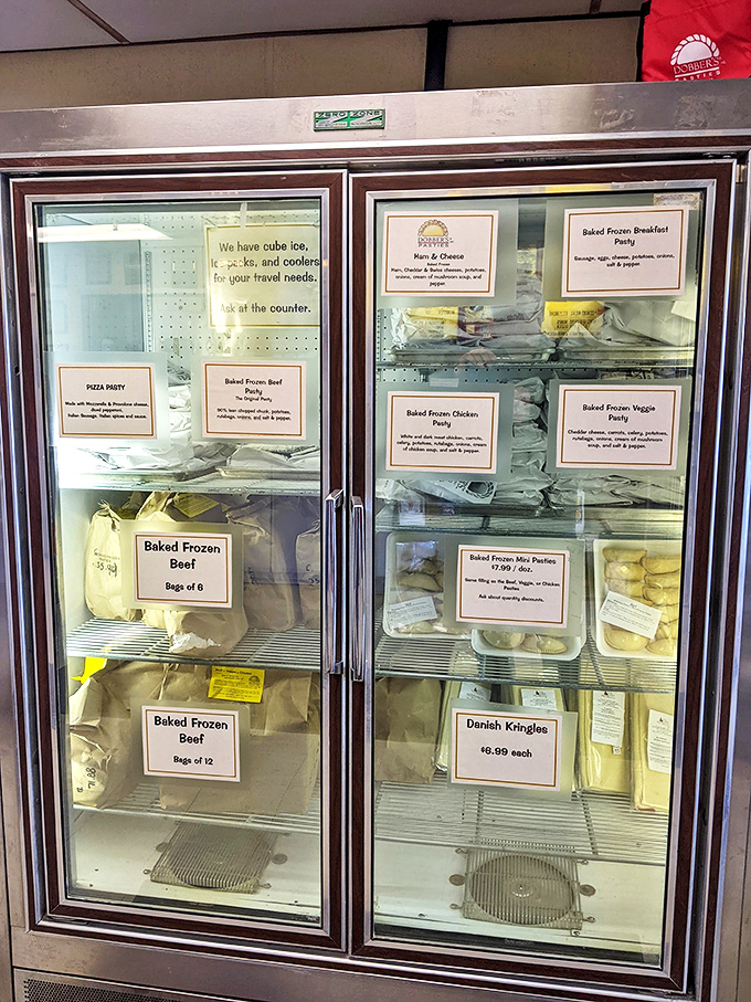 The freezer case: a wonderland of take-home options for those wise enough to stock up on these Upper Peninsula delicacies.