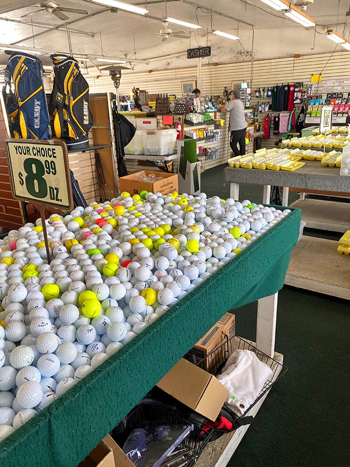 Golf balls by the hundreds await their second chance at greatness. In Florida, even your sporting equipment gets a retirement plan.