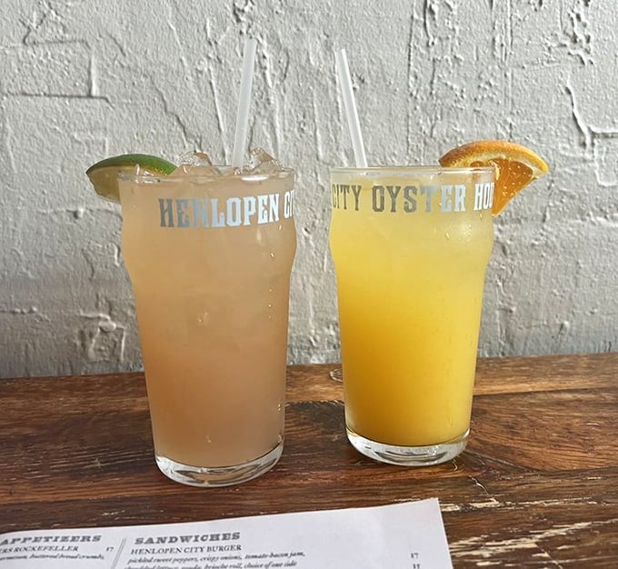 Signature crushes in branded glasses—because sometimes the best beach vacation happens right at the bar.