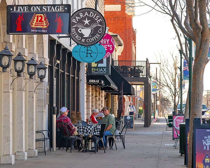 Sidewalk dining in Granbury means conversations with locals, excellent people-watching, and the kind of unhurried meals that remind you what restaurants are actually for.