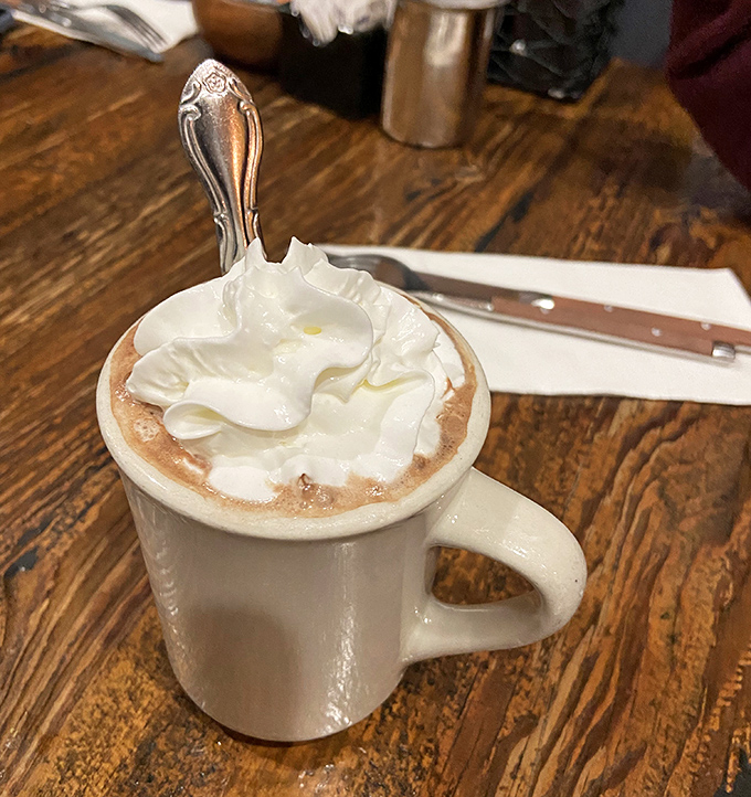 Hot chocolate elevated to an art form, with whipped cream so perfect it deserves its own Instagram account.