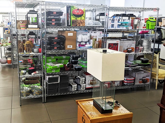 The housewares section: where kitchen gadgets from every decade gather for their second act. Someone's abandoned bread maker could become your new weekend obsession. 