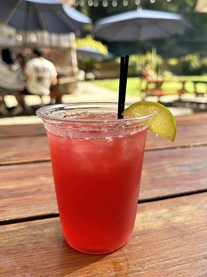 A ruby-red huckleberry mule on the patio—because sometimes the best mountain views come with a copper kick and a lime wedge.