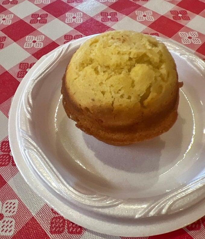 Golden cornbread that walks the perfect line between sweet and savory—the supporting actor that steals scenes from the meaty stars.