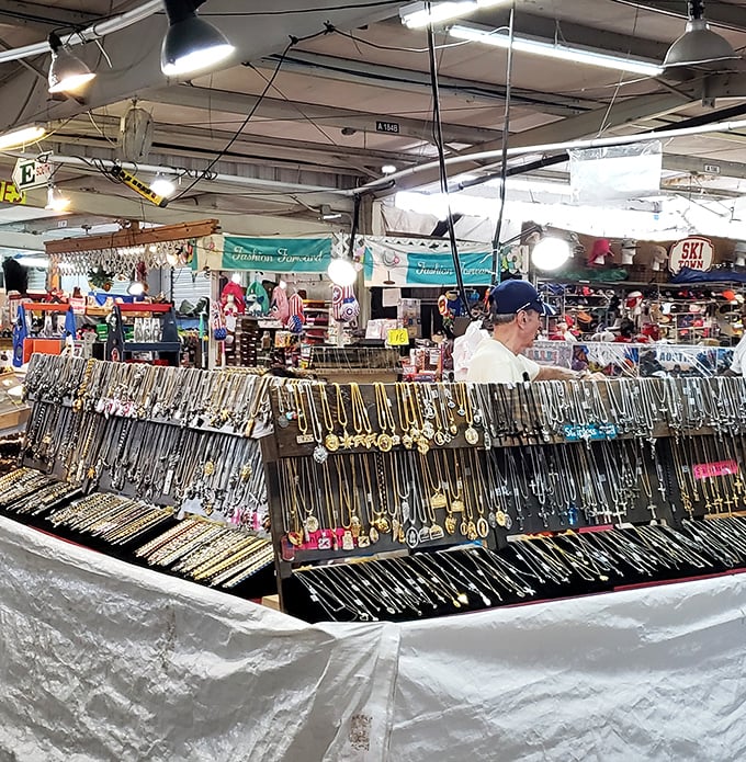 Jewelry displays that would make Mr. T weep with joy. Gold chains, silver pendants, and enough bling to make your retirement community neighbors jealous.