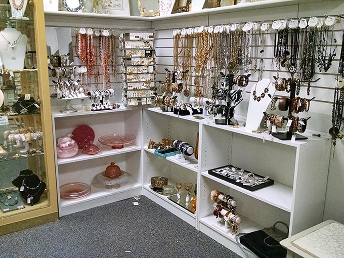 Jewelry hunters, rejoice! This corner sparkles with decades of adornments waiting for their second chance to accessorize a new generation.