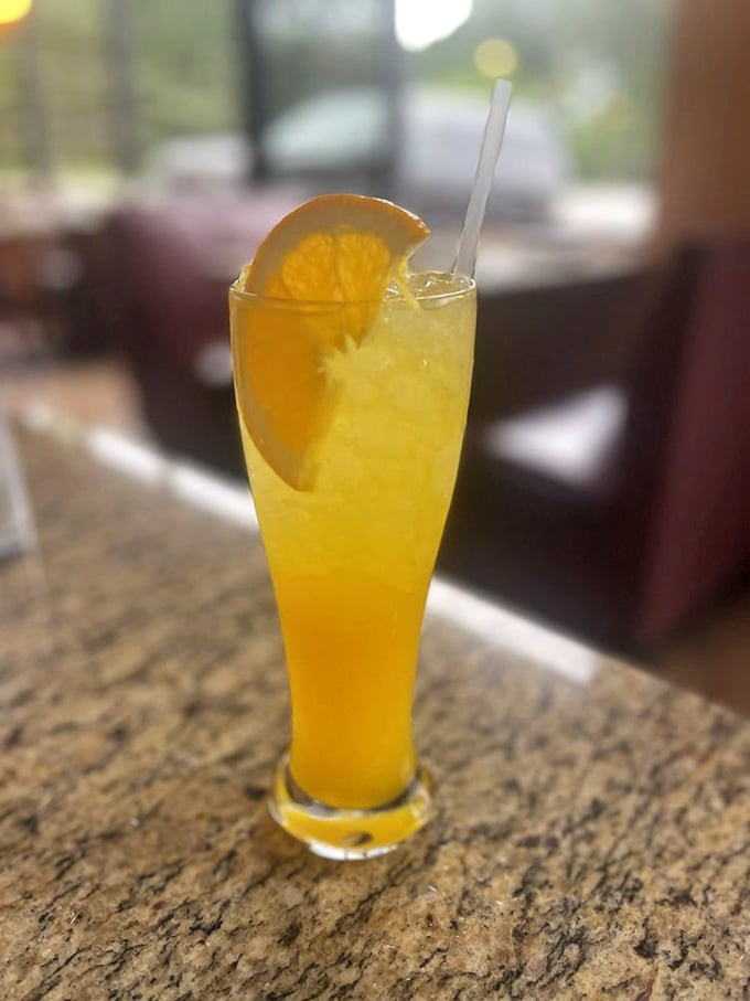 This sunshine-in-a-glass mango cocktail practically begs for a "cheers!" The perfect companion for spicy dishes or simply celebrating your excellent restaurant choice.