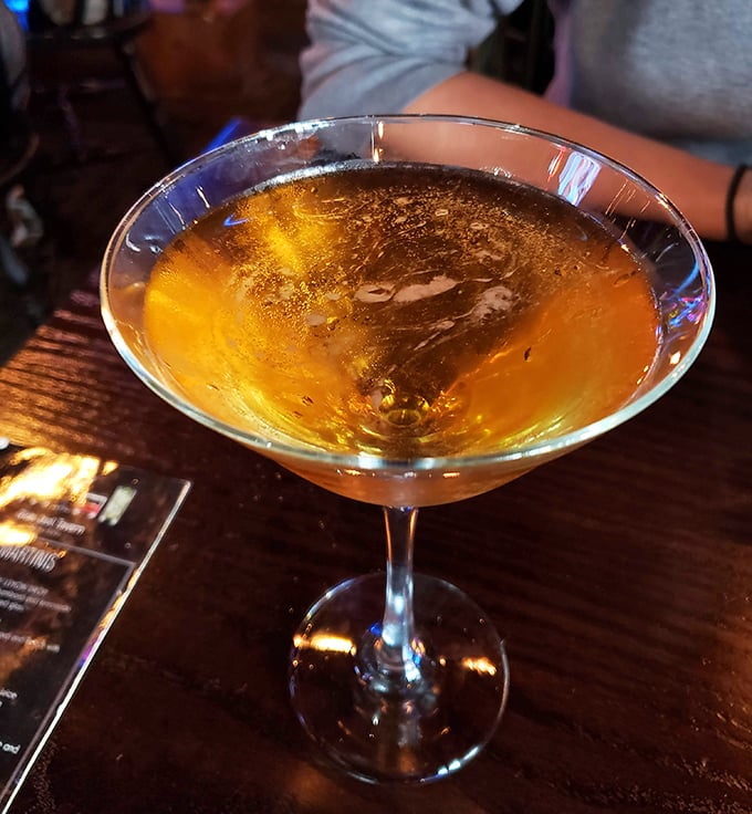 A Manhattan that Don Draper would approve of – amber perfection in a glass that says "your day is officially over."