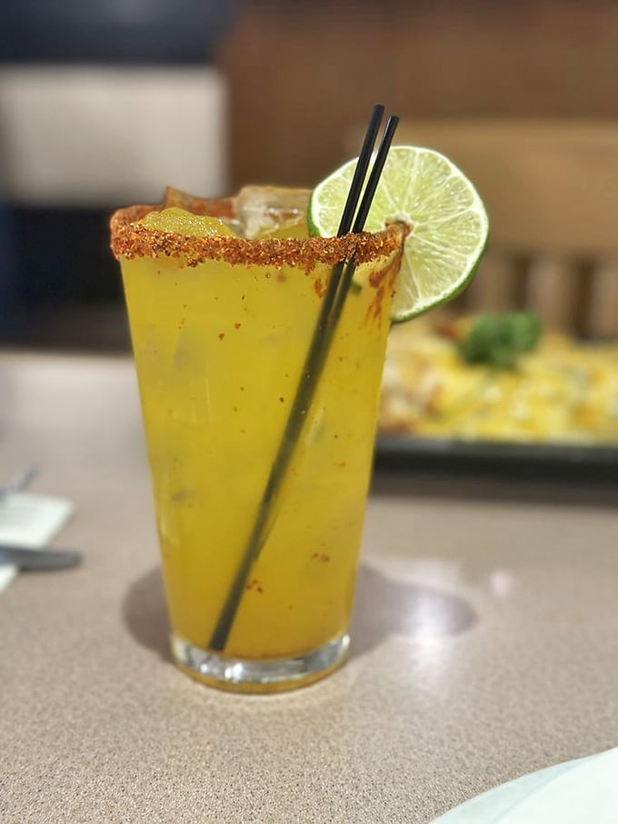 The rim of this margarita is spiced with possibilities and the promise that tomorrow's problems can wait. That lime wedge is your passport to relaxation.