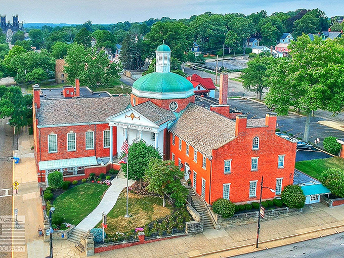 The Massillon Public Library's distinctive dome and red brick façade houses more than books—it's a repository of community stories and shared history.