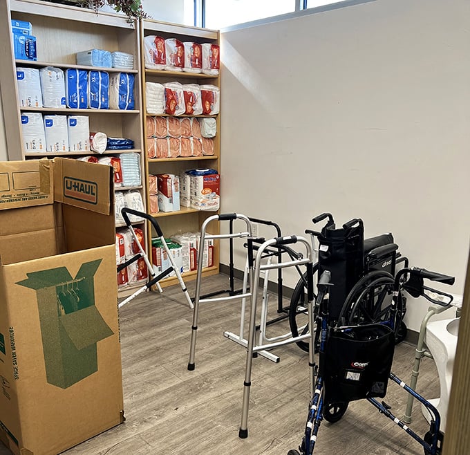 Medical equipment section serves the community while proving this store truly has something for every human need.