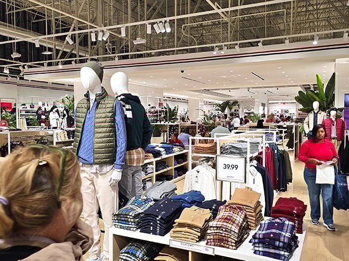 Perfectly folded stacks of clothing that will remain this tidy for approximately 3.5 seconds after shoppers descend.