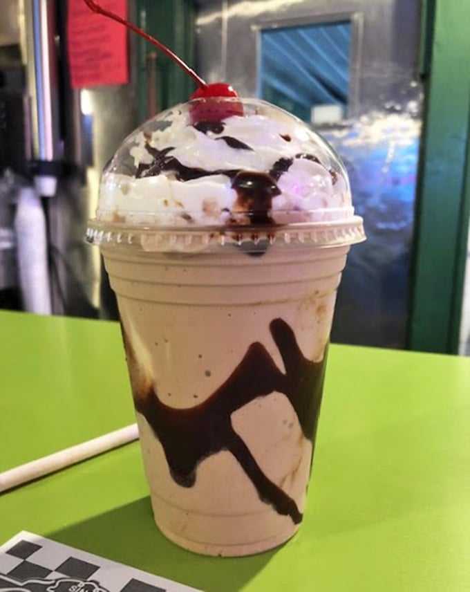 This isn't just a milkshake—it's a chocolate-swirled time machine to when desserts weren't afraid to be desserts.