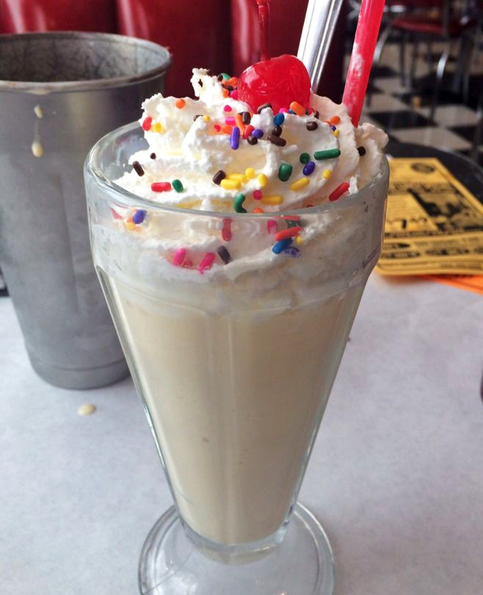 Milkshakes so thick they laugh at your straw. Topped with real whipped cream, colorful sprinkles, and a cherry that's basically just showing off.