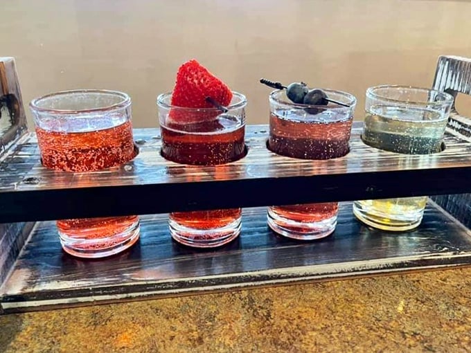 Mimosa flights—because choosing just one flavor before noon is too much responsibility. Breakfast cocktails elevated to an art form.