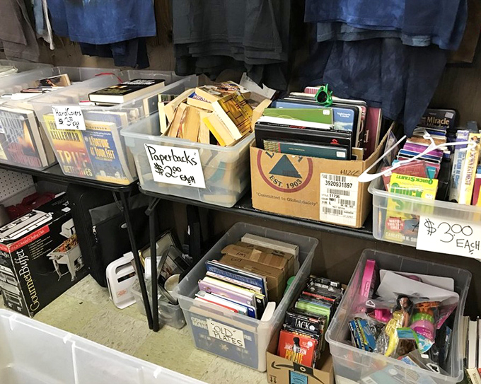 Literary gold mines in plastic bins – paperbacks for fifty cents might just contain that out-of-print gem you've been seeking.