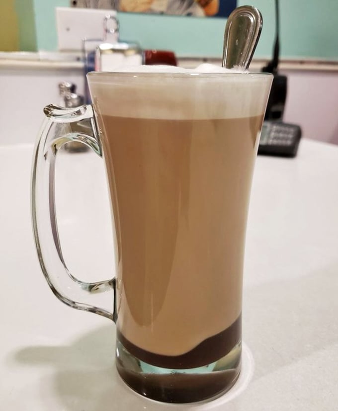 This isn't just coffee—it's liquid motivation in a glass mug. The perfect companion for people-watching on Powell Street.