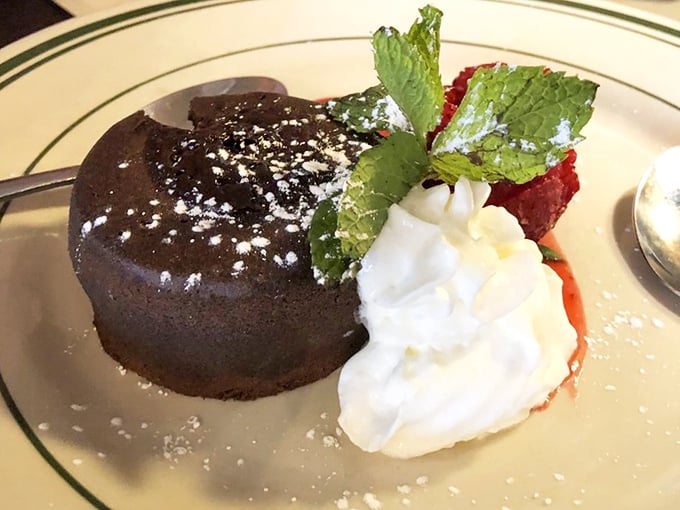 Chocolate lava cake that erupts with warm fudge – proof that the best relationships are the ones that get messy.