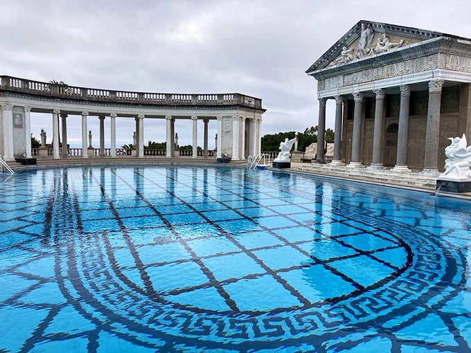 Neptune Pool: where mermaids would vacation if they won the lottery. Those columns weren't just shipped from Europe—they were given first-class accommodations.