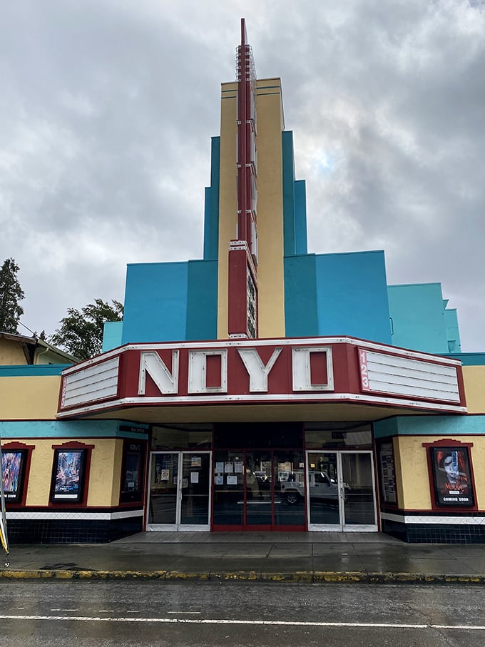 The Noyo Theatre's Art Deco façade promises movie magic the way it used to be—without seventeen previews and mortgage-sized concession prices.