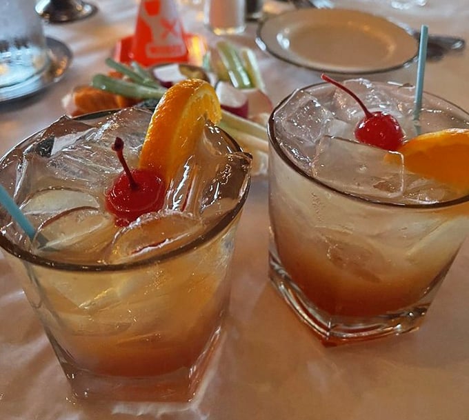 Wisconsin's unofficial state cocktail in its natural habitat—muddled, brandy-soaked, and garnished with enough fruit to count as a vitamin supplement.