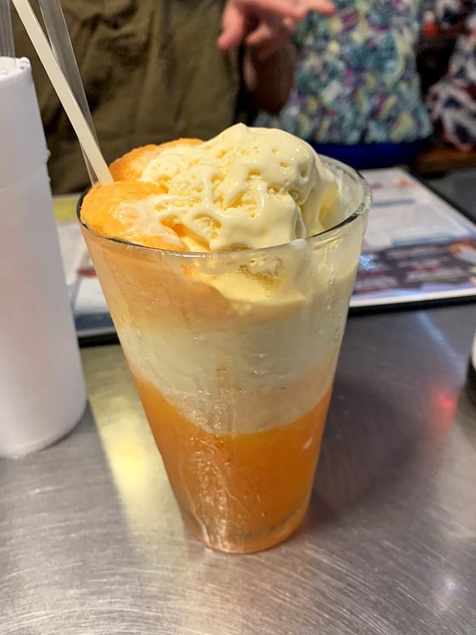 The orange creamsicle float—childhood nostalgia in a glass, proving that the best desserts don't need fancy French names to be magnificent.