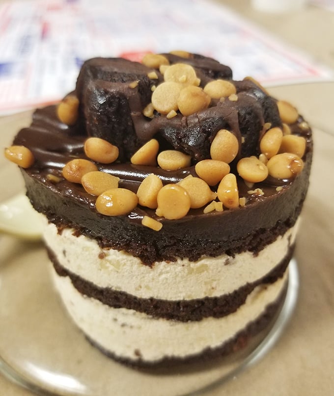 The Peanut Butter Explosion dessert – because after wrestling with crabs for an hour, you've earned every decadent, chocolatey calorie.