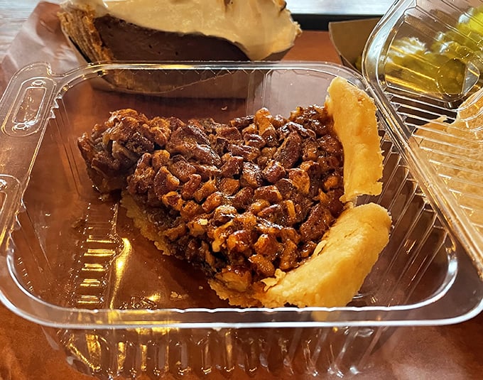 This pecan pie isn't messing around—it's the kind of serious dessert that makes you consider skipping the barbecue next time. Almost.