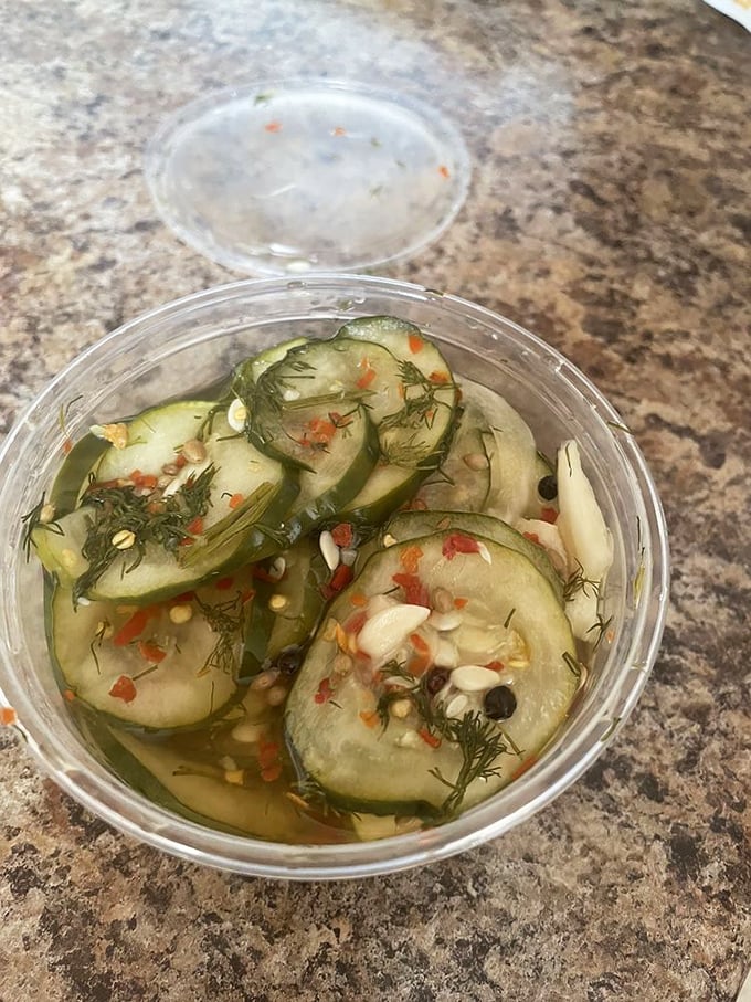 These aren't your grandmother's pickles (unless your grandmother was secretly a culinary genius) – bright, herbaceous, and the perfect palate cleanser.