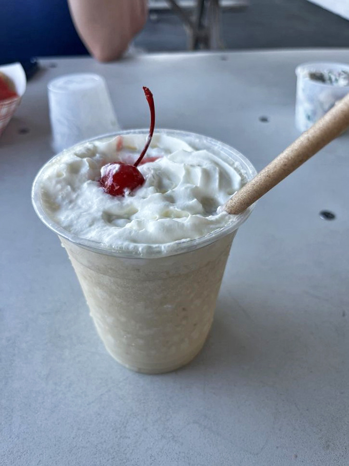 A tropical piña colada that perfectly complements the laid-back Keys atmosphere and fresh seafood feast ahead.
