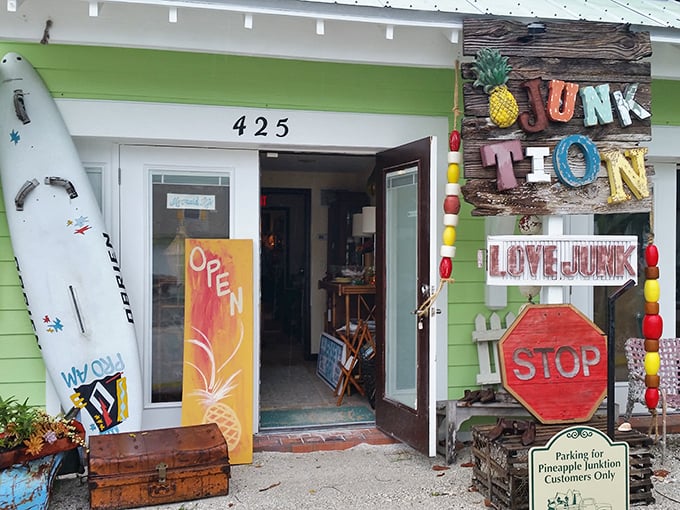 Pineapple Junction's eclectic facade showcases the island's quirky side – where one person's junk becomes another's treasure.