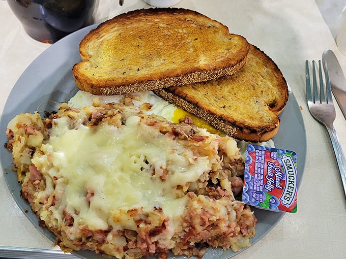Pittsburgh hash: where potatoes meet purpose. This isn't just breakfast—it's steel city fuel in its most delicious form.