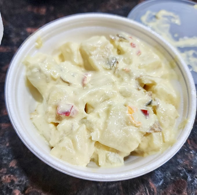 This isn't just potato salad—it's a creamy, tangy counterpoint to all that smoky meat. The perfect sidekick to your barbecue superhero.
