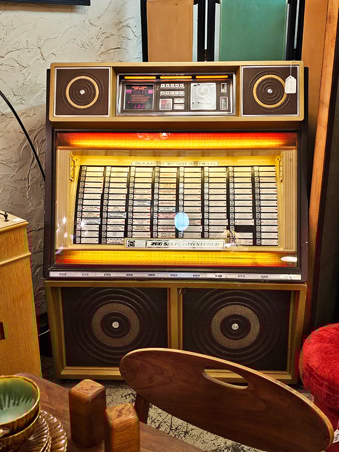 Not just a jukebox—a time portal that once turned quarters into memories. Those speakers delivered first kisses and last dances across America.