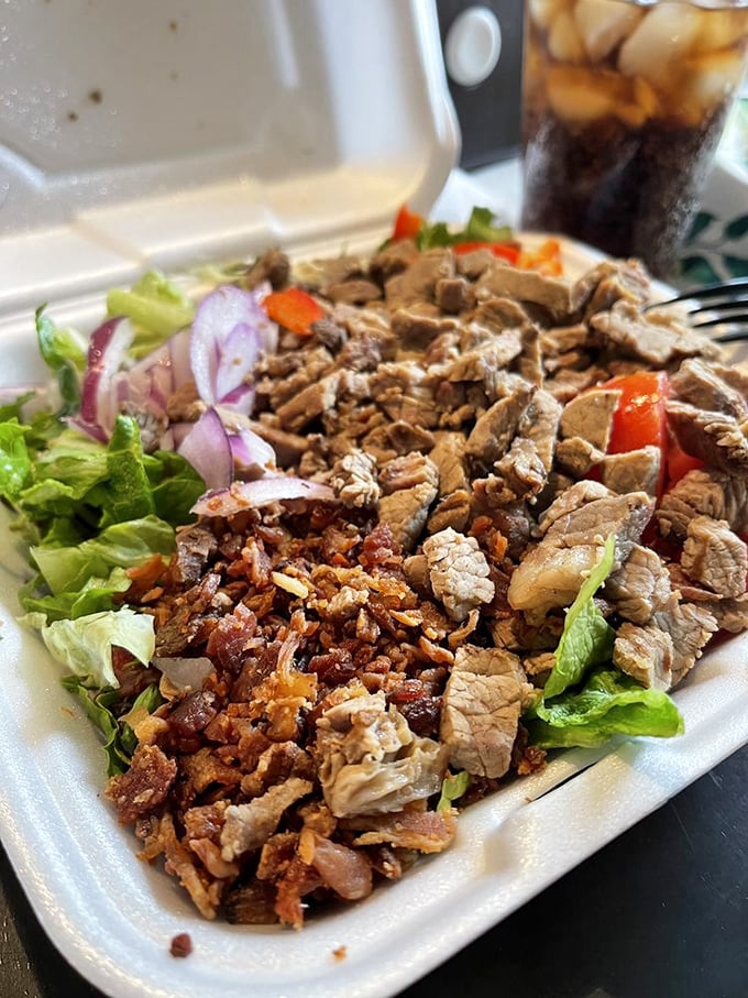 This isn't just a salad—it's protein with purpose. Tender tri-tip nestled among fresh greens creates the perfect compromise between health and happiness.