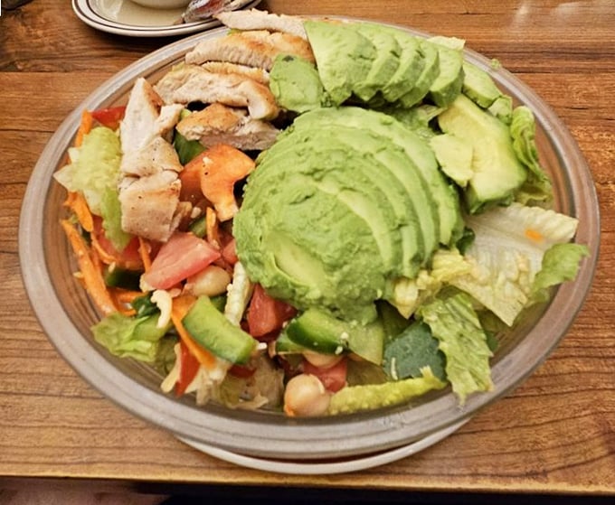 Even the salads at Canter's are generous affairs—this avocado-topped creation proves that "eating light" is a relative concept in a proper delicatessen.