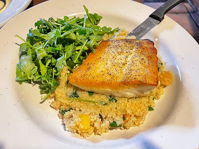 Salmon that clearly went to finishing school – dressed to impress with all the right accompaniments.